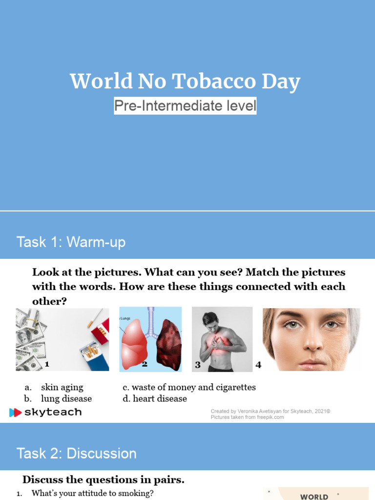 World No Tobacco Day Worksheet | PDF | Tobacco Smoking | Addiction