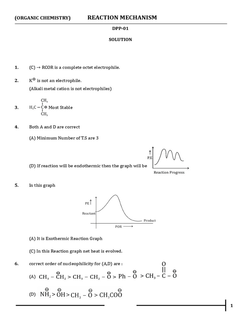 DPP - 01 (Video Solution) Reaction Mechanism NJ - 247 - Unlocked | PDF