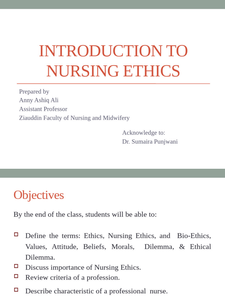 Introduction To Nursing Ethics Anny | PDF | Morality | Attitude ...