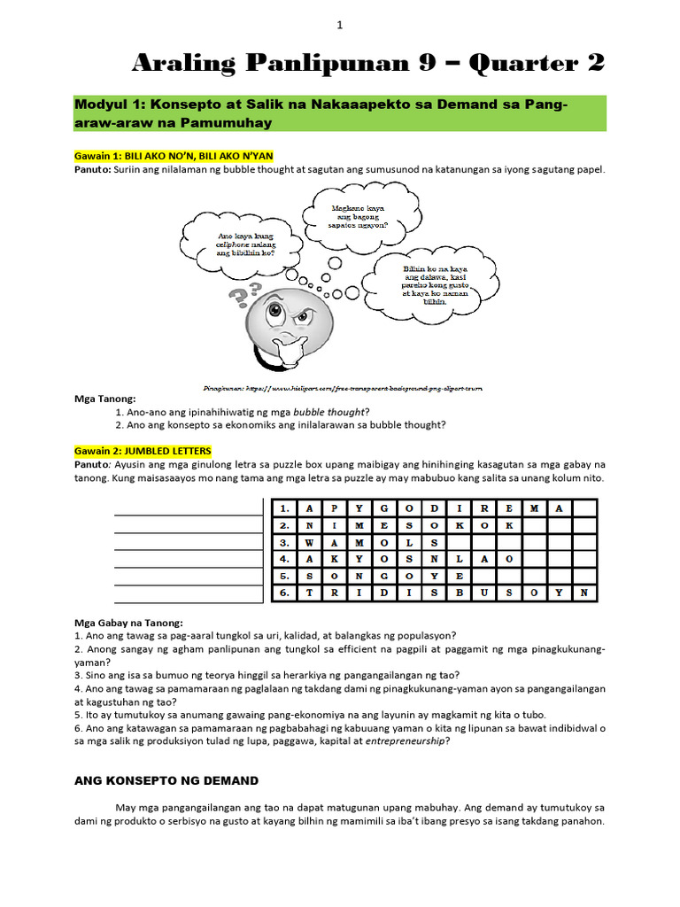 Araling Panlipunan 9 2nd Quarter | PDF
