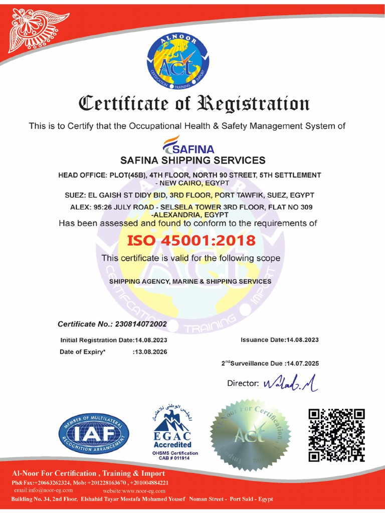 Certificate SF - ISO 45001-2018 PDF | PDF