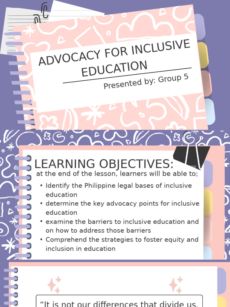 Advocacy For Inclusive Education 5 | PDF | Inclusion (Education)