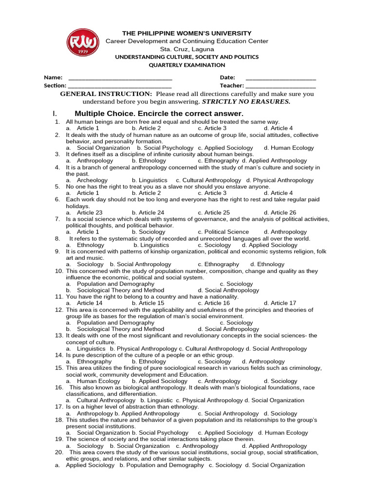 Ucsp - G12 | PDF | Anthropology | Social Anthropology