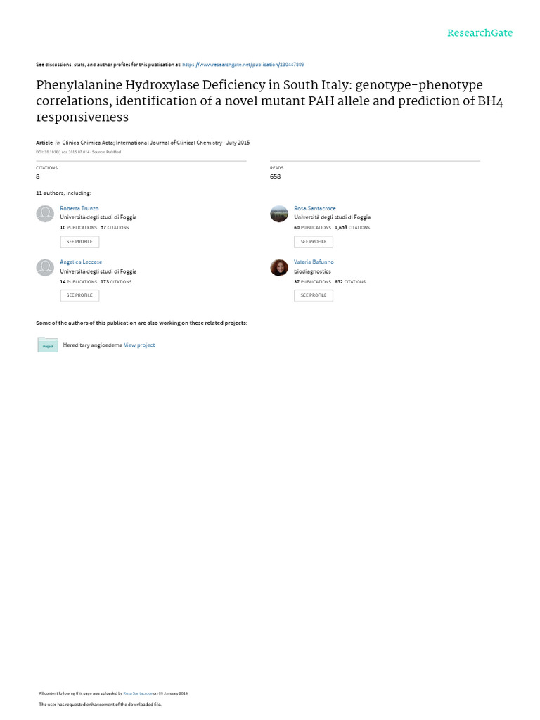 PKU | PDF | Mutation | Genetics