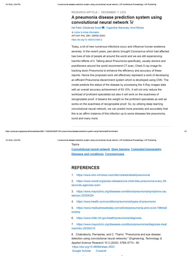 A Pneumonia Disease Prediction System Using Convolutional Neural Network Aip Conference