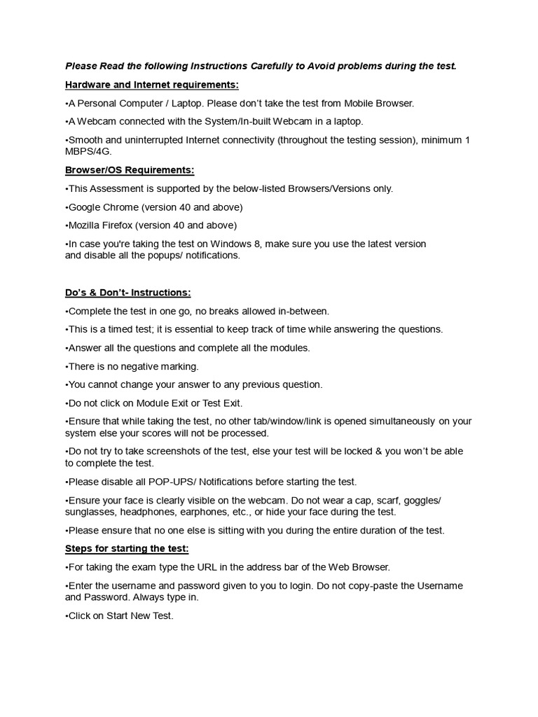 Online Exam Instructions and Guidelines | PDF | Computing | World Wide Web