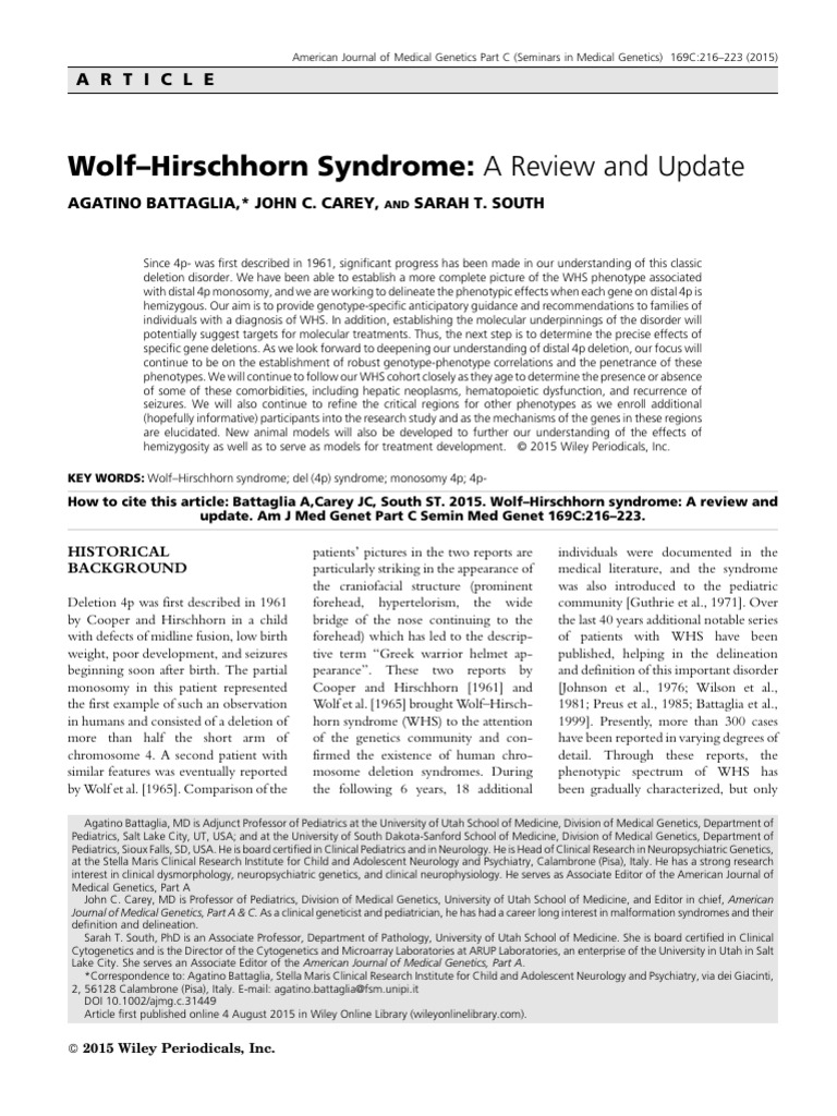 Wolf Hirschhorn | PDF | Genetics
