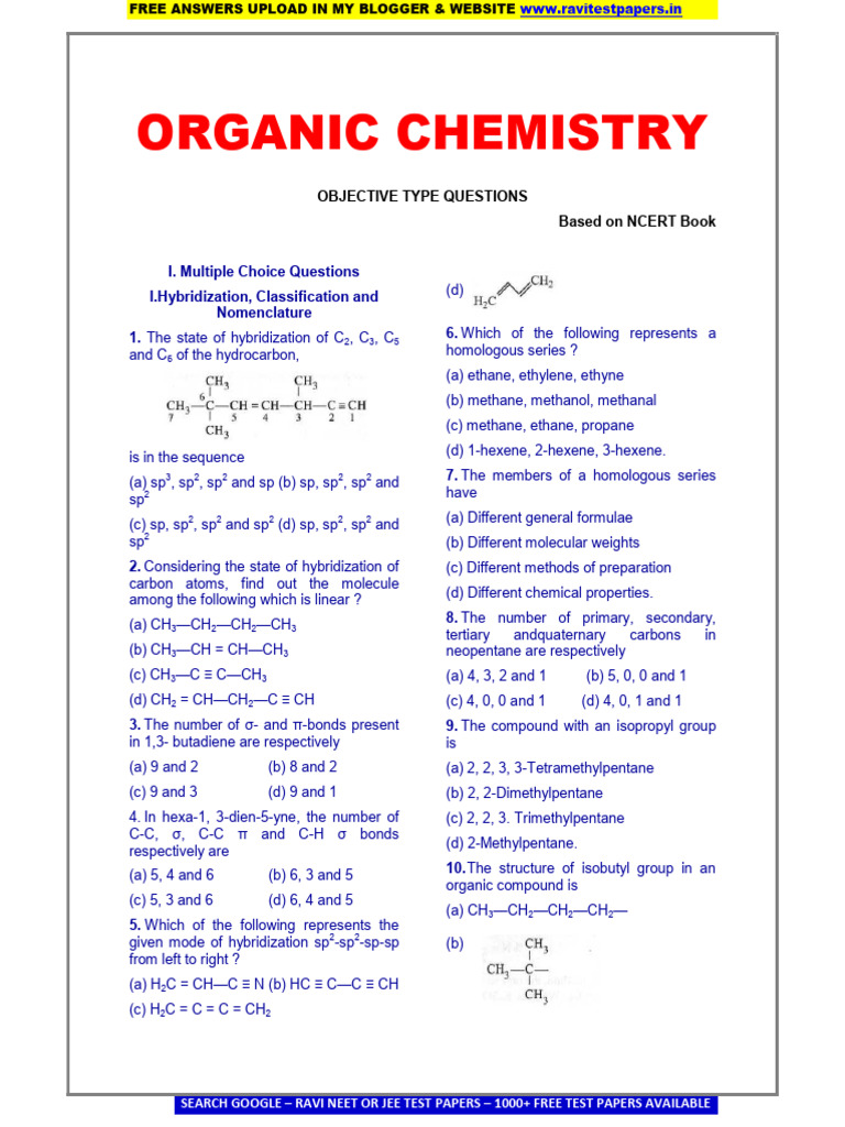 Organic Chemistry Questions | PDF | Distillation | Alkane