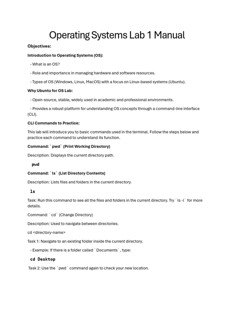 Operating Systems Lab 1 Manual | PDF | Directory (Computing ... Operating Systems Lab 1 Manual | PDF | Directory (Computing ...