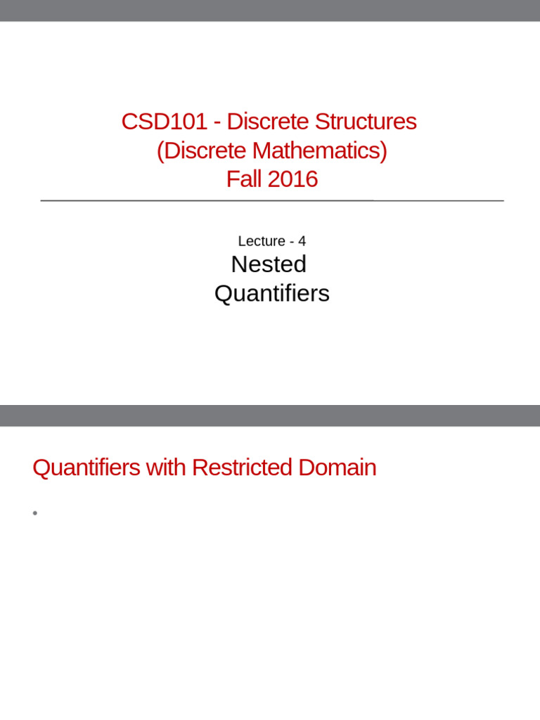 Discrete Structures Lecture 4 | PDF | Mathematical Logic | Mathematics