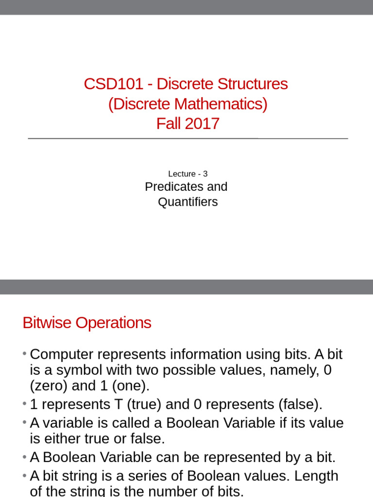 Discrete Structures Lecture 3 | PDF | First Order Logic | Proposition