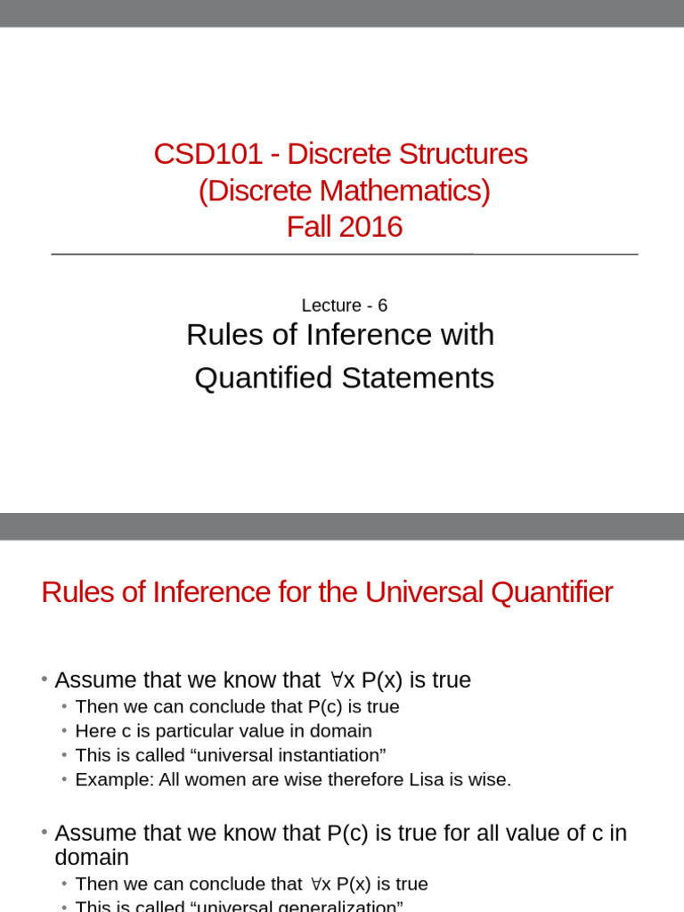 Discrete Structures Lecture 6 | PDF | Syntax (Logic) | Mathematics