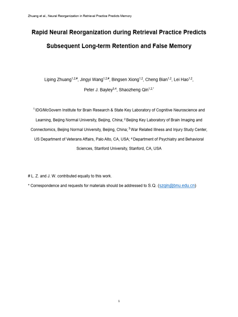 4.4-Rapid Neural Reorganization During Retrieval Practice Predicts ...