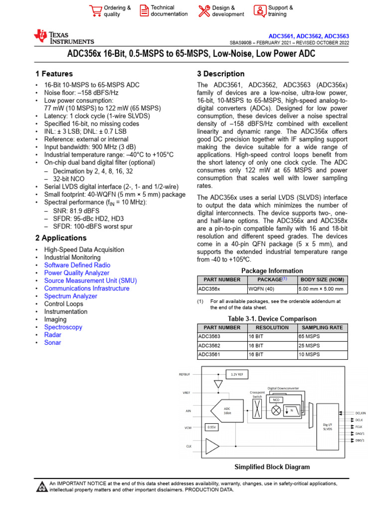 Adc 3561 | PDF | Analog To Digital Converter | Electrostatic Discharge