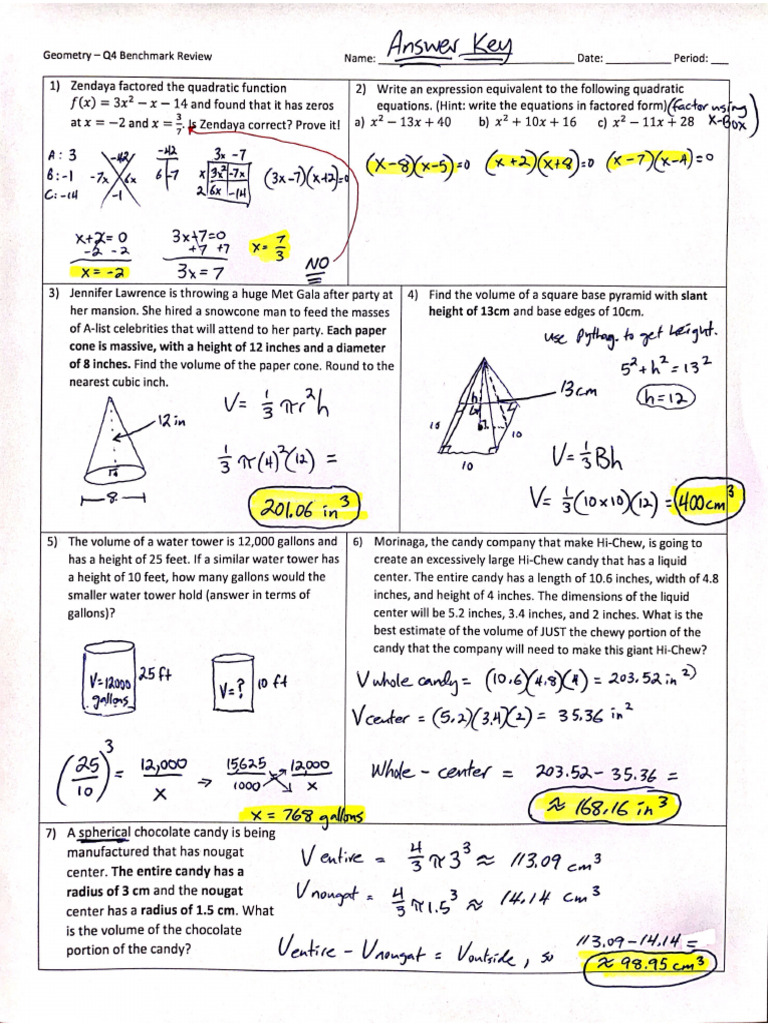 Q4 Benchmark Review Page 1 ANSWER KEY | PDF