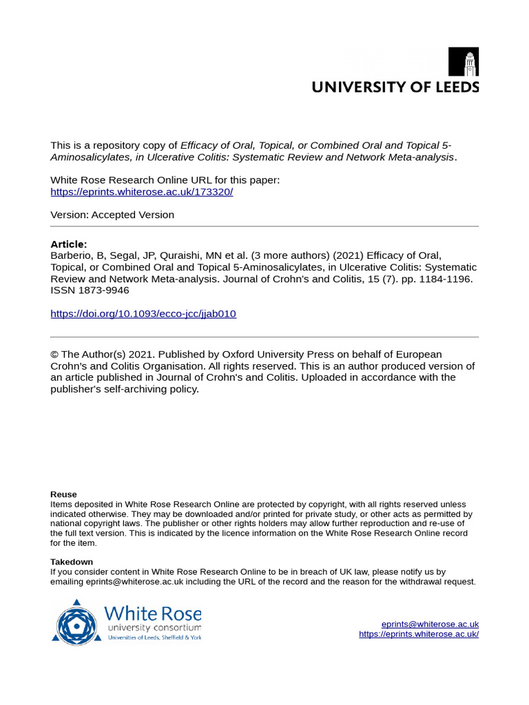 5-ASA Manuscript - JCC - Clean | PDF | Ulcerative Colitis | Randomized ...