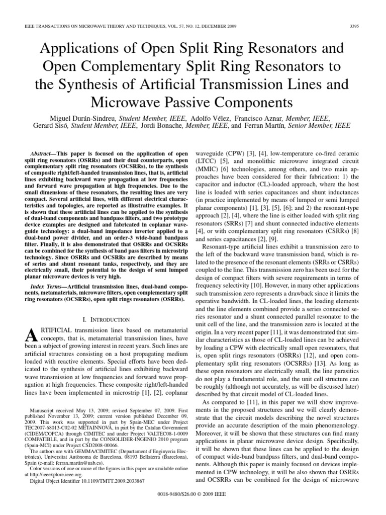 IEEE Transactions On Microwave Theory and Techniques Volume 57 Issue 12 2009 (Doi 10.1109 - TMTT ...