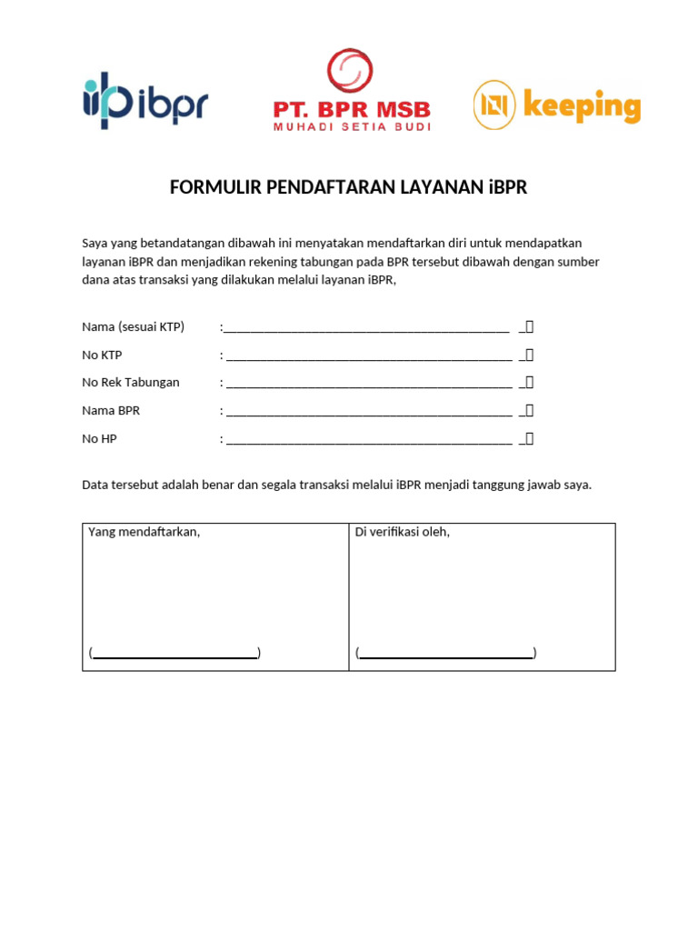 Formulir Pendaftaran Ibpr | PDF