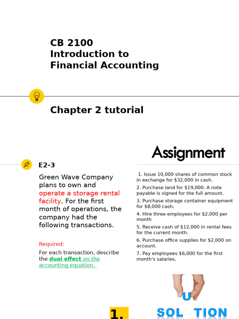 Week 3 - Chapter 2A tutorial questions solutions | PDF | Cash | Stocks