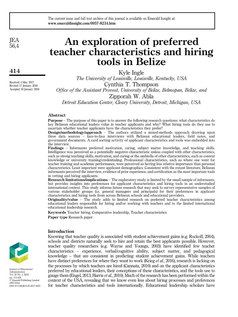 10 1108 - Jea 05 2017 0051 | PDF | Teachers | Knowledge