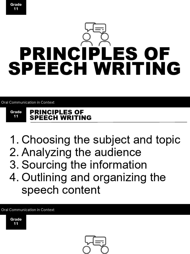 Principles of Speech Writing for Grade 11 | PDF | Communication ...