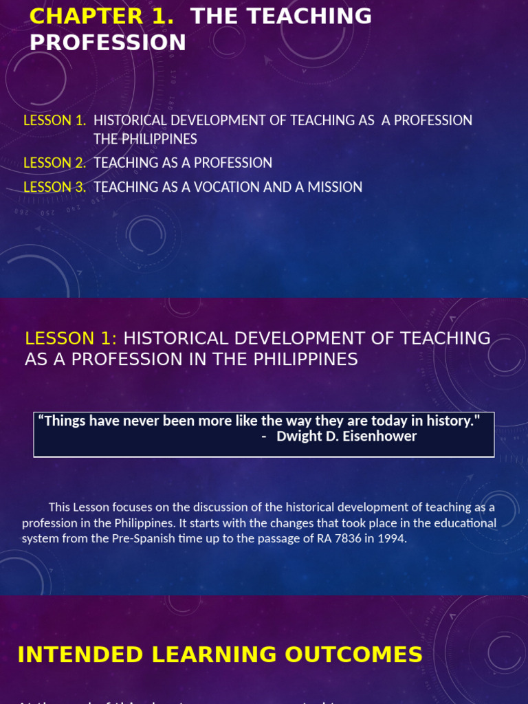 Chapter 1 Histofrical Development of Teaching Profession in The ...