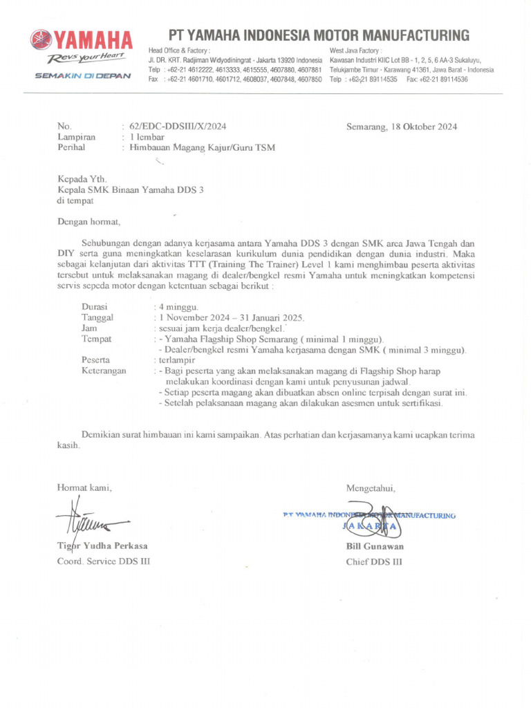 Surat Himbauan Magang Guru (TTT Level 1) | PDF