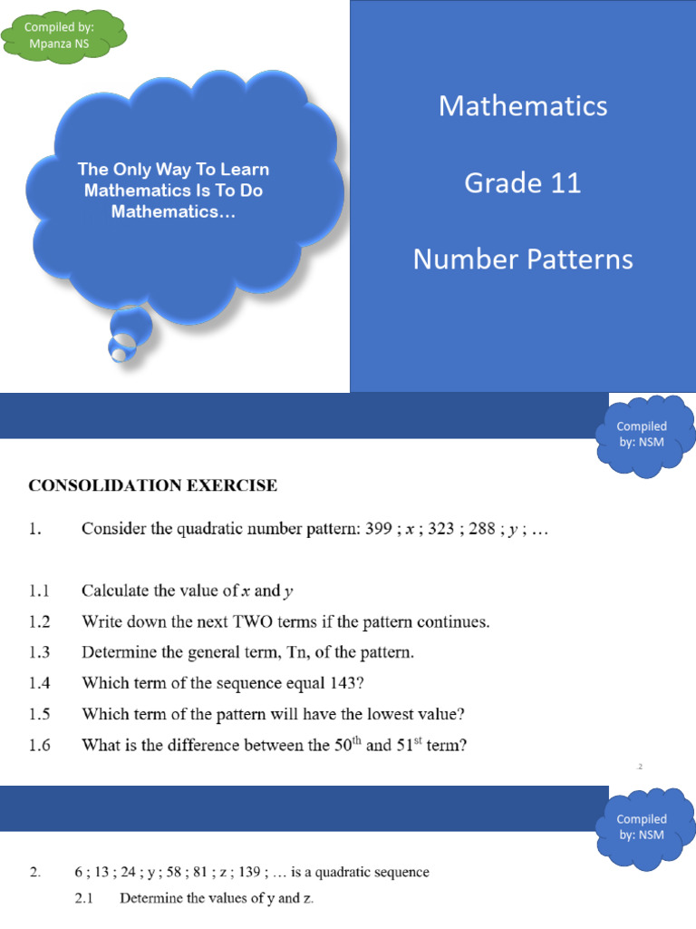 Grade 11 Number Patterns | PDF | Freedom Of Expression Law | Business Law
