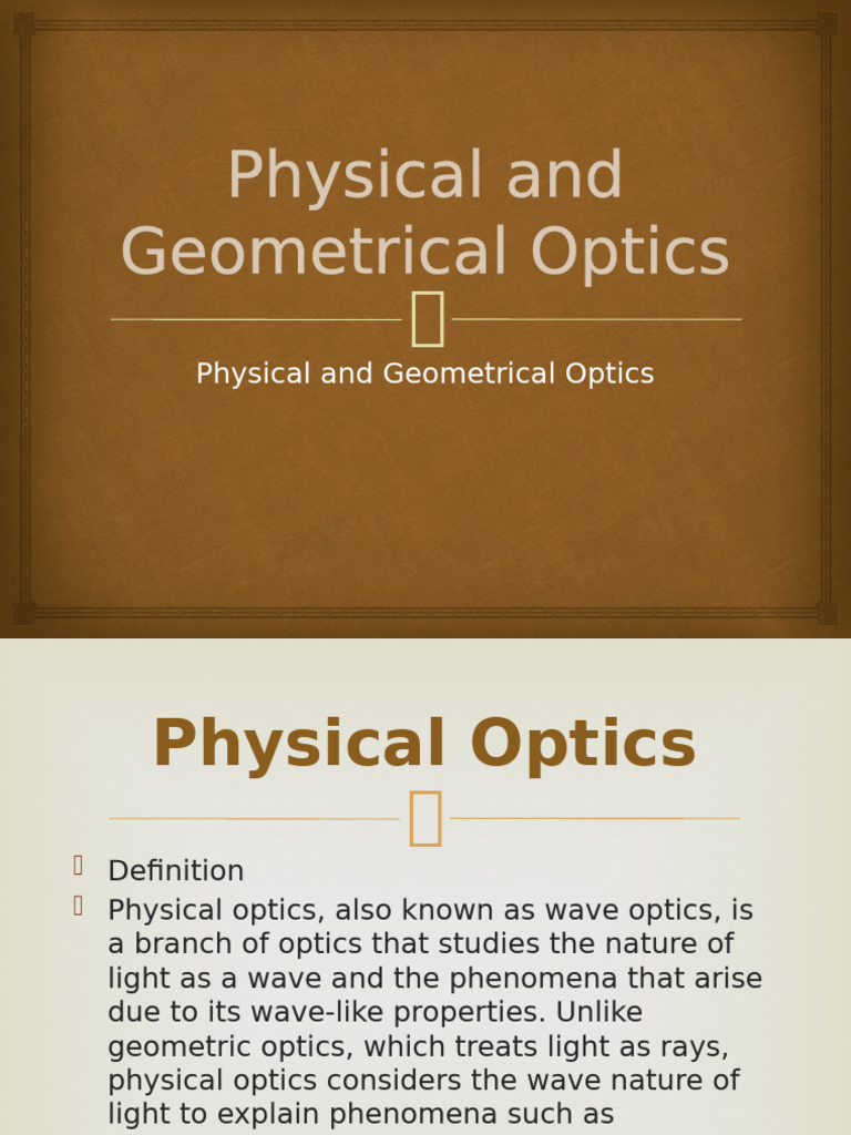 Physical and Geometrical Optics 2 | PDF | Optics | Light