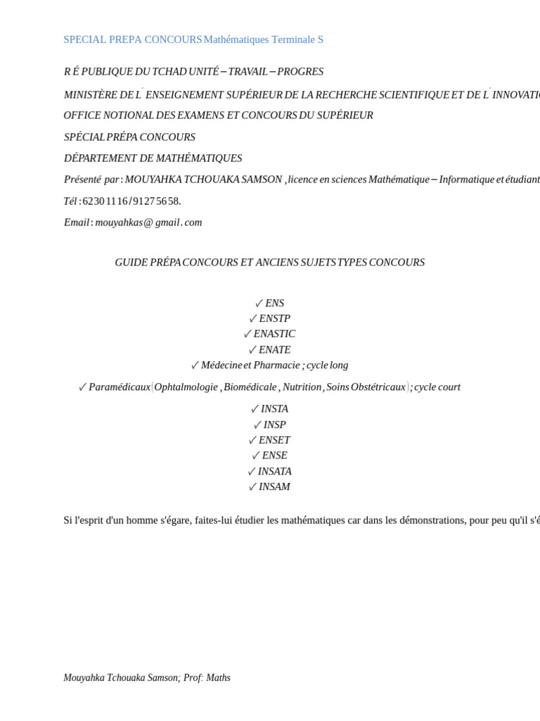 Préparation aux Concours Mathématiques | PDF | Fonction (Mathématiques ...