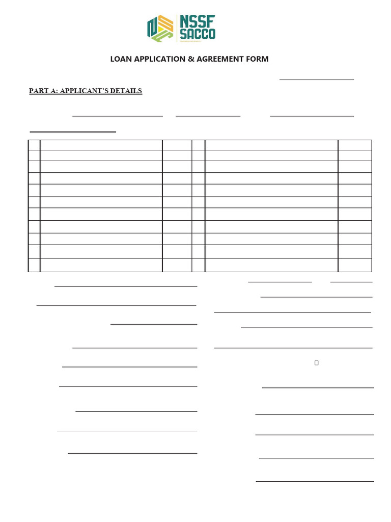 NSSF Sacco Loan Form 2024 1 | PDF | Debt | Credit