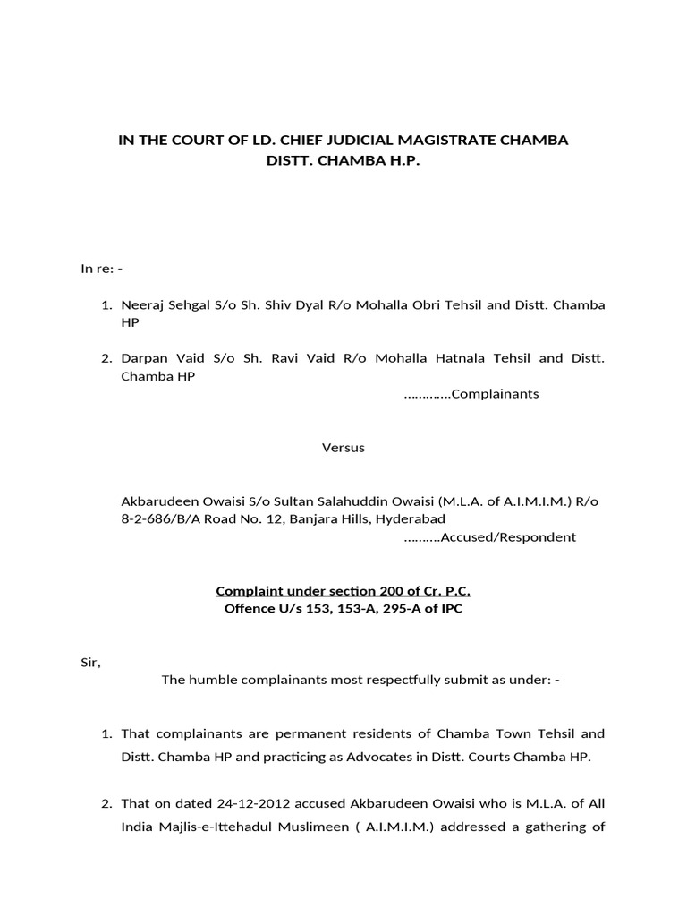 Private Complaint | PDF | Affidavit