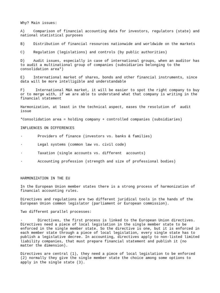 EU Financial Accounting Harmonization | PDF | Financial Statement ...