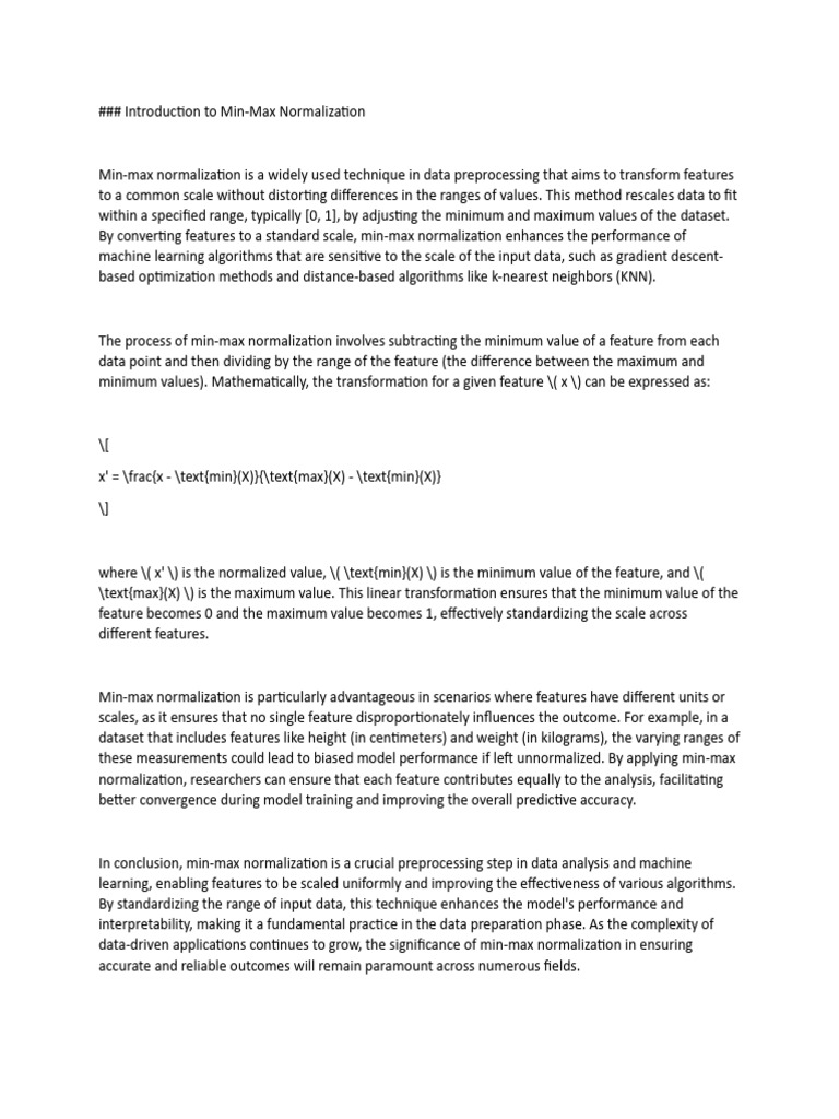Introduction To MinMax Normalization | PDF | Algorithms | Applied Mathematics