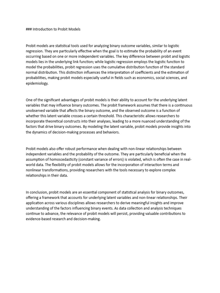 Introduction To Probit Models | PDF | Regression Analysis | Logistic Regression