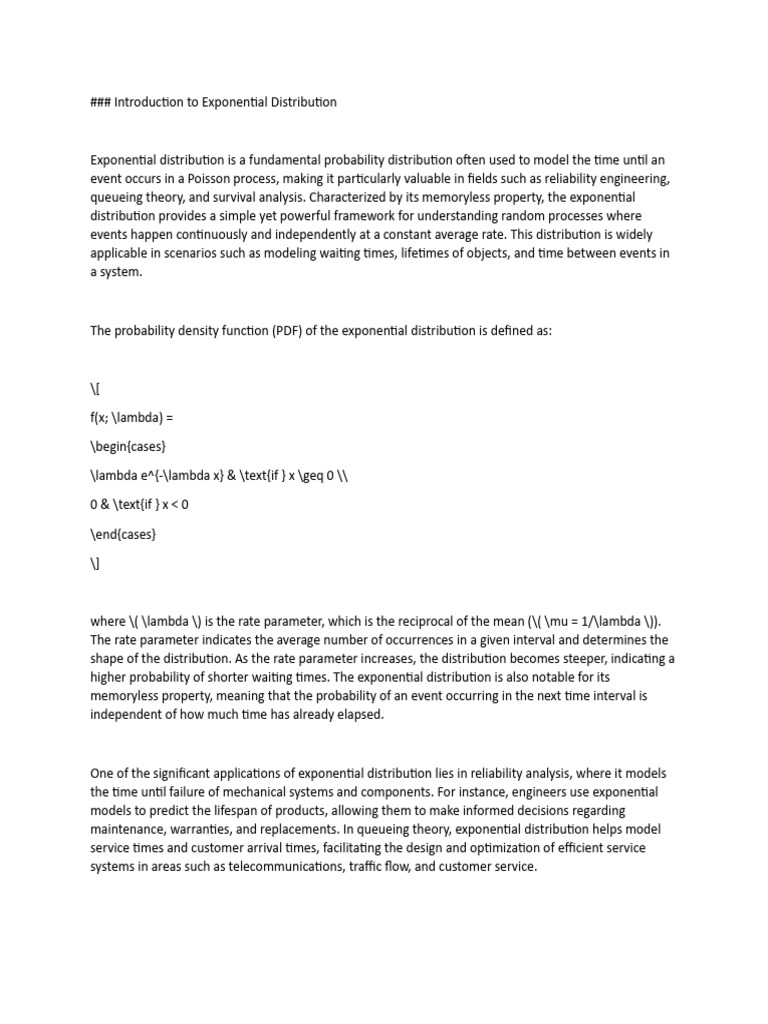 Introduction To Exponential Distribution | PDF | Statistical Models ...