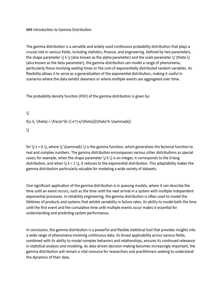 Introduction To Gamma Distribution | PDF | Probability Distribution ...