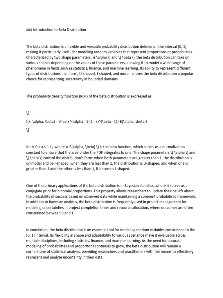 Introduction To Beta Distribution | PDF | Business