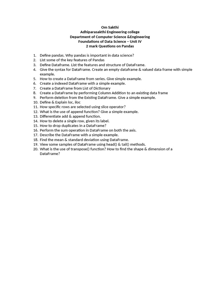 Pandas | PDF | Teaching Methods & Materials | Computers