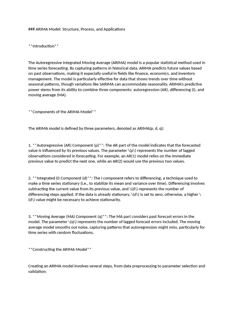 ARIMA Model: Structure and Limitations | PDF | Autoregressive ...