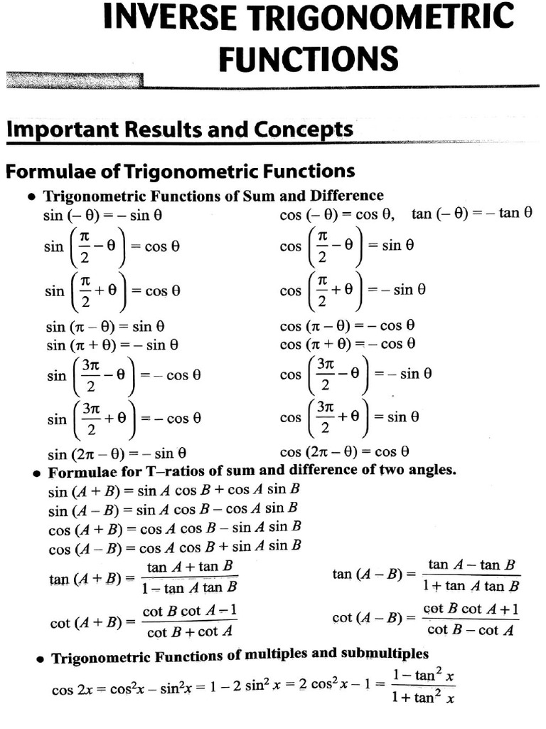 Inverse Trigonometry Class 12 Pdf 8588
