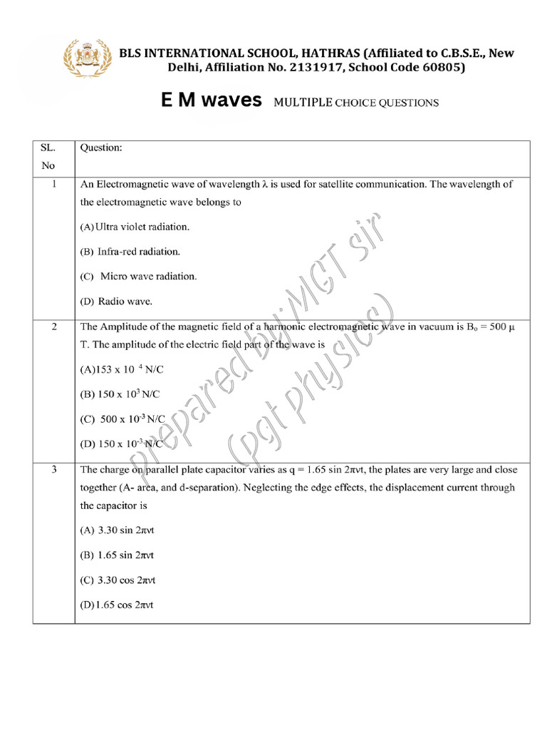 Ch-8 Electromagnetic Waves | PDF