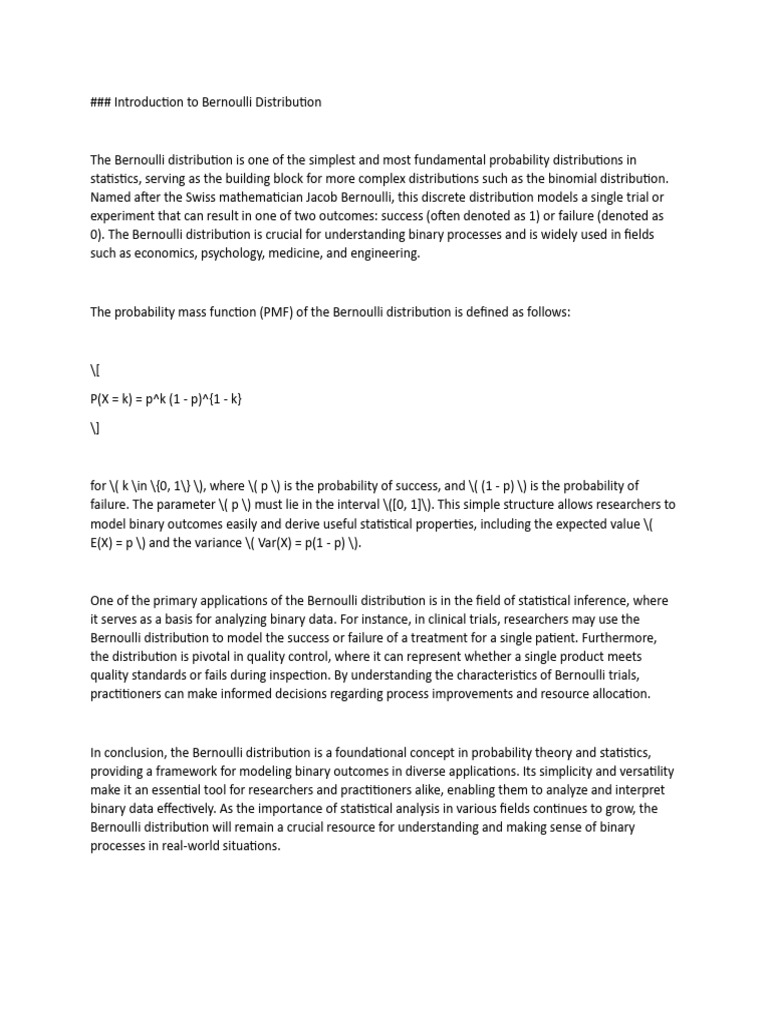 Introduction to Bernoulli Distribution | PDF