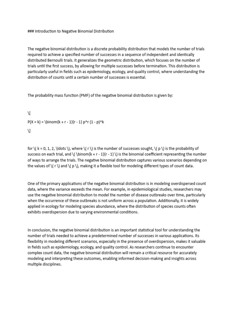 Introduction To Negative Binomial Distribution | PDF
