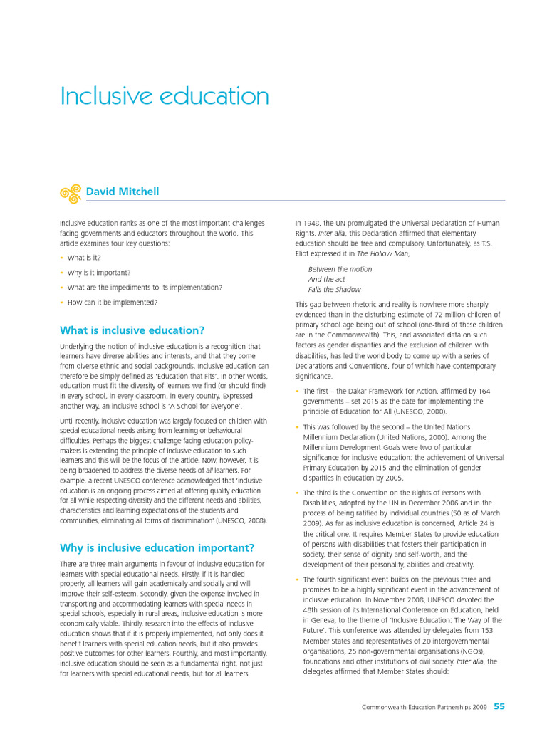 Understanding Inclusive Education Challenges | PDF | Inclusion ...
