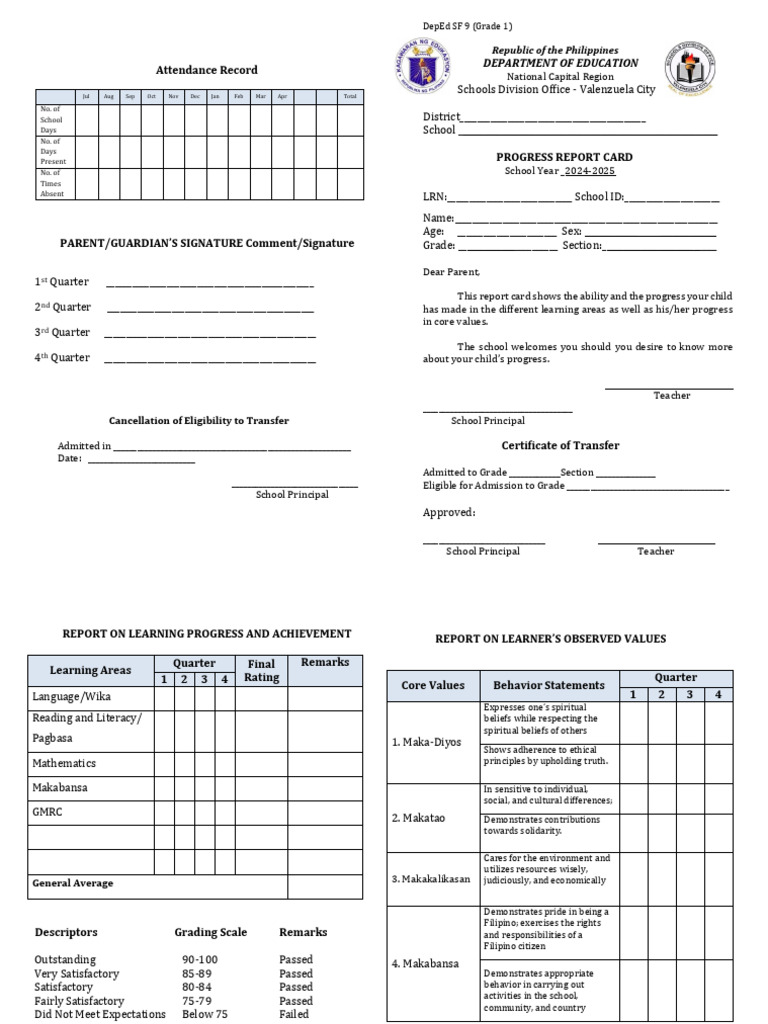 SF9-ES-Report-Card-1 | PDF | Learning | Cognition