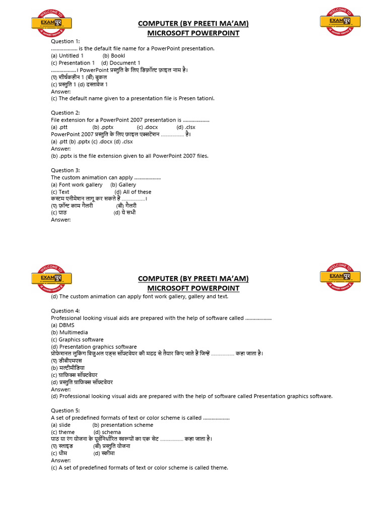 Computer (By Preeti Ma'Am) Microsoft Powerpoint | PDF