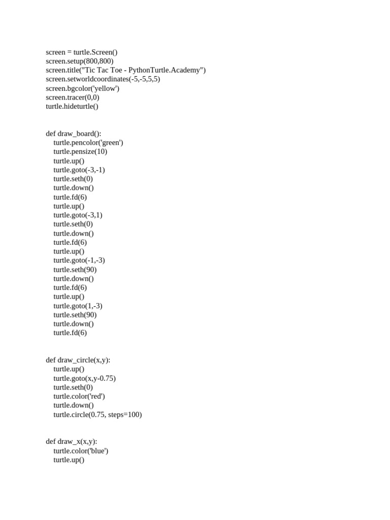 Tic Tac Toe python | PDF