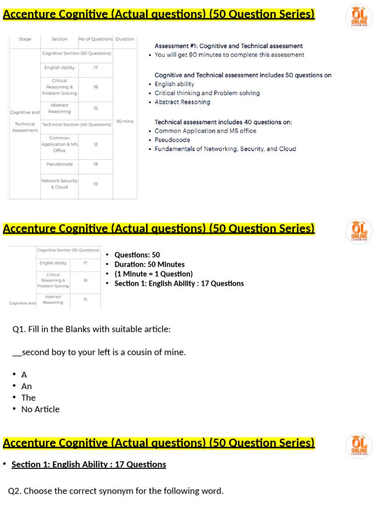 Accenture 50 Questions SERIES NEW | PDF | Thought | Critical Thinking