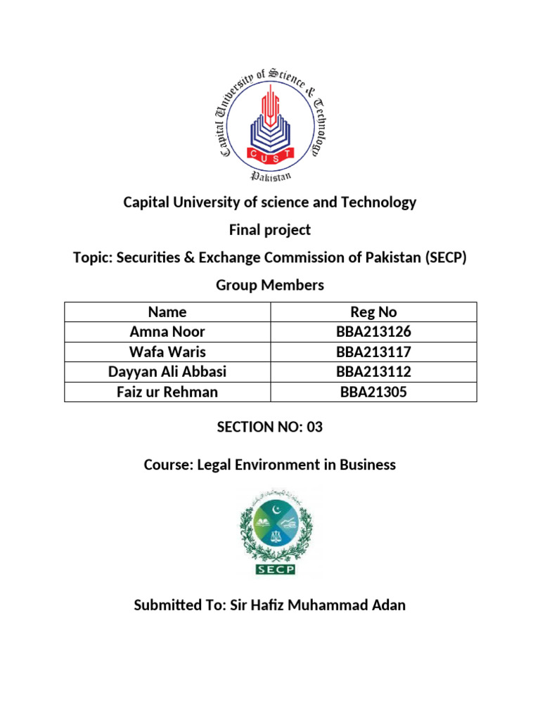 Final Report of Secp | PDF | Agenda (Meeting) | Securities (Finance)